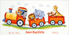 Safari Train Birth Sampler — JohnsonCrafts